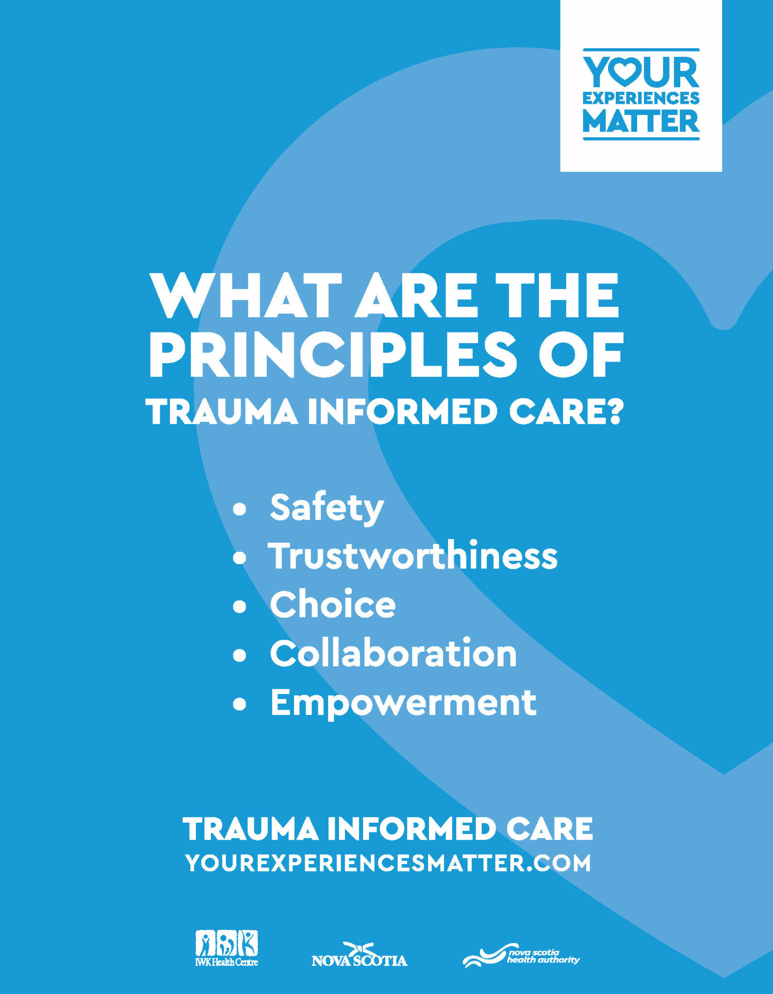 Principles of Trauma Informed Care | Your Experiences Matter
